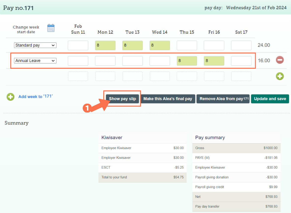 When does the Payslip Summary Update Leave Balances?